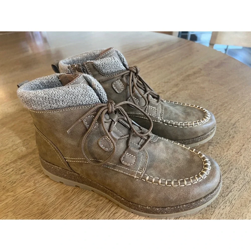 Eurosoft | Shoes | Eurosoft Lorelei Brown Moc Toe Ankle Boots Sweater ...